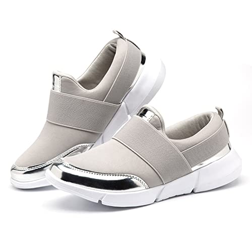 FASDNENDYS Breathable Fabric Mesh Splicing Sport Women's Running Shoes Ladies Women's Easy Works Shoes Grey