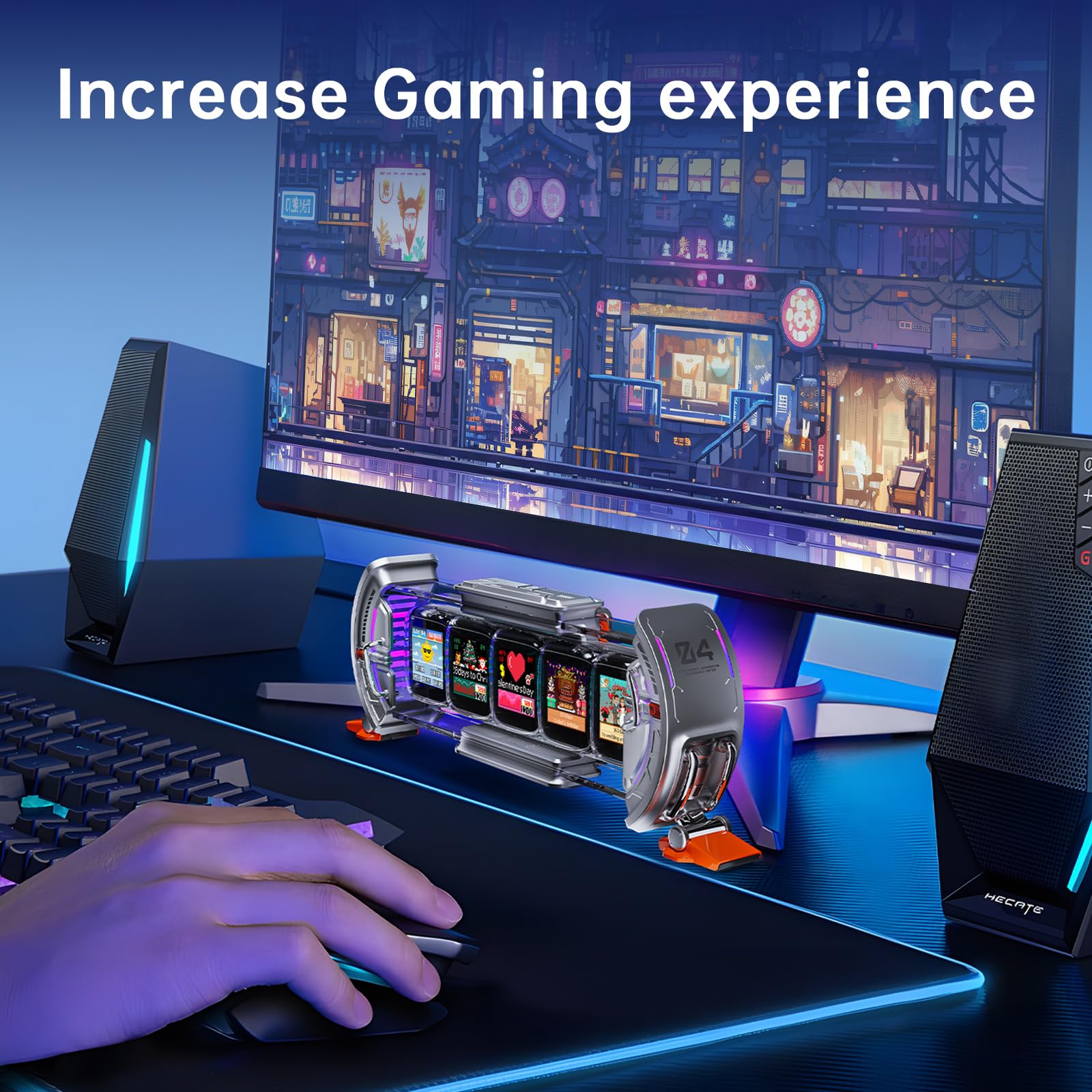 Divoom Times Gate - Cyberpunk Gaming Setup Digital Clock with Smart APP Control, WiFi Connect, RGB LED Display, Personalized Dashboard, Pixel Art for Gaming Room & Office Decor(Sliver)