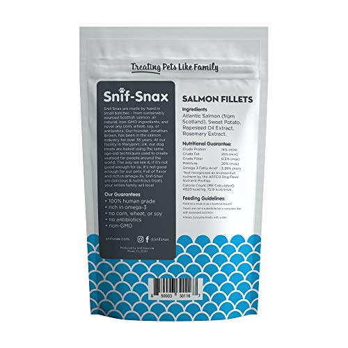Snif-Snax™ Human Grade Dog Treats - All-Natural Smoked Salmon & Sweet Potato Strips, 4oz