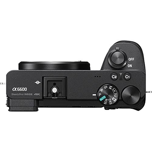 Sony a6600 Mirrorless Camera (ILCE6600/B) + 64GB Card + Card Reader + Case + Flex Tripod + Hand Strap + Memory Wallet + Cap Keeper + Cleaning Kit (Renewed)