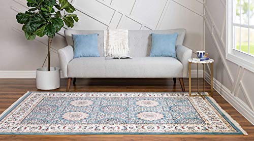 Unique Loom Narenj Collection Classic Traditional Textured Pattern Design Area Rug, 8' x 10' Rectangle, Blue/Beige