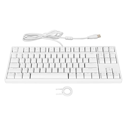 KOSDFOGE Keyboard, 87 Keys Mechanical Keyboard - Professional Gaming Keyboard with Brown Switch, N Key Rollover, and Monochromatic White Light(White)