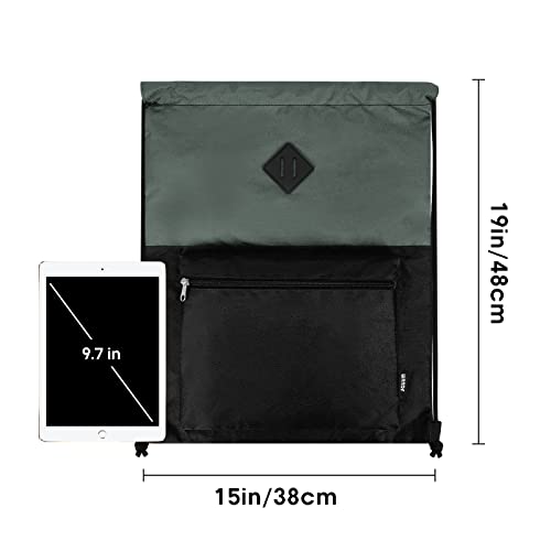 WANDF Drawstring Backpack Sports Gym Bag with Wet Compartment, Water-Resistant String Bag Cinch Bag for Women Men (Black)