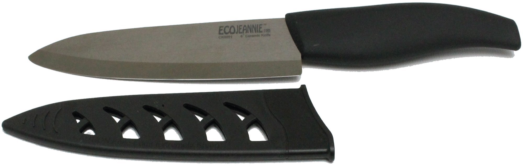 EcoJeannie CK0001 6 Inch Advanced Coffee Color Ceramic Blade Professional Chef's Knife with Plastic Protective Cover