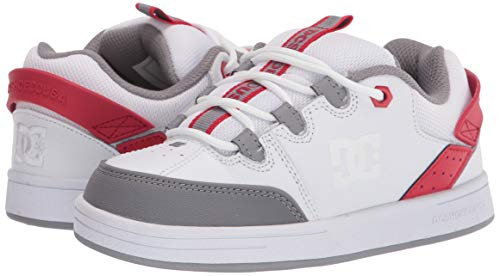 DC boys Syntax Skate Shoe, White/Grey/Red, 12 Little Kid US