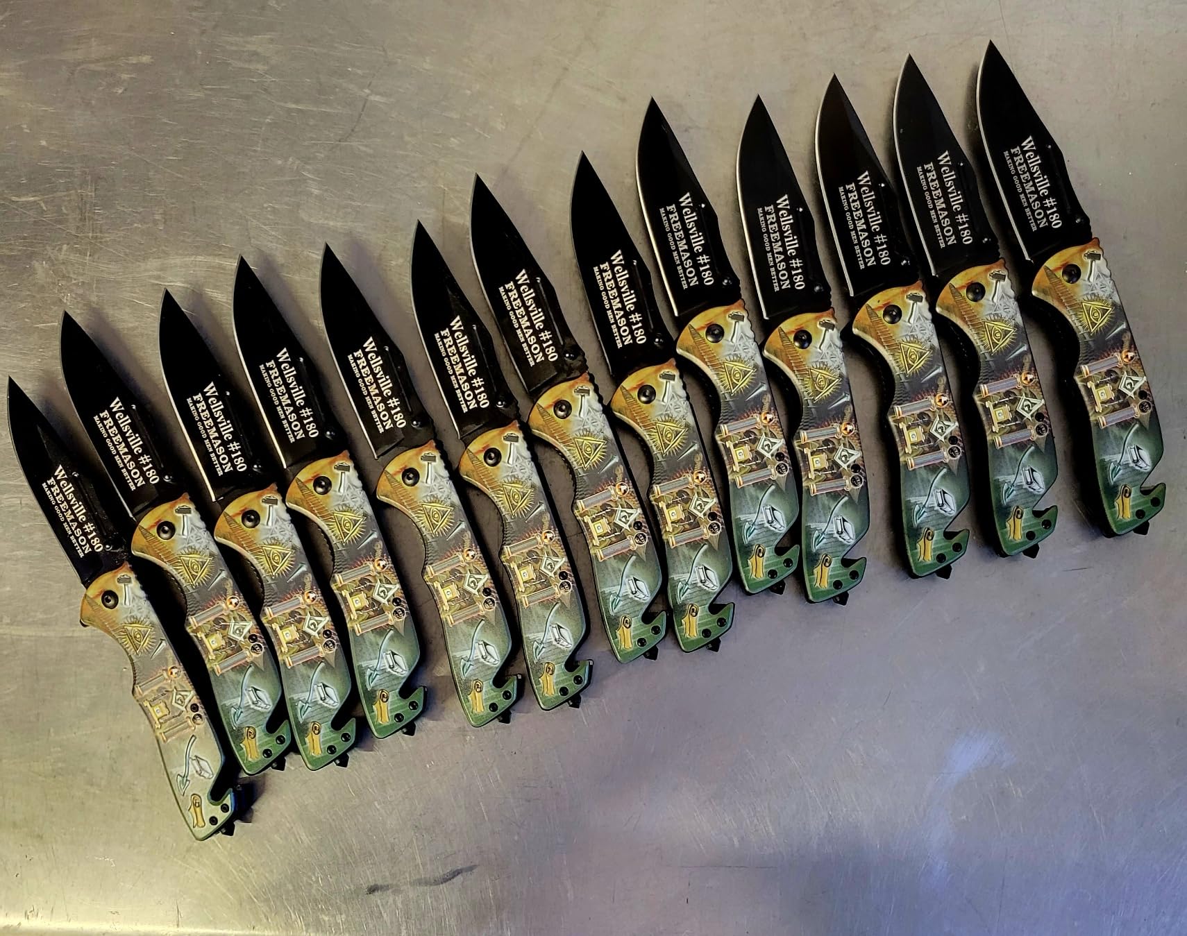 Hattricks Goodimpression Masonic Personalized Engraved Folding Knife 3D Masonic Symbols
