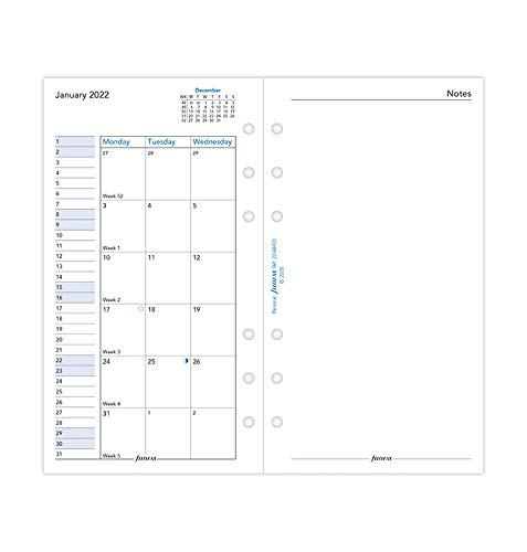 Filofax Personal Month on Two Pages English Block Format 2022 Diary
