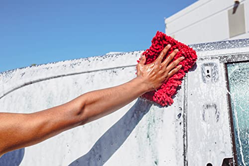 Maxshine Red Chenille Microfiber Wash Pad β Double Sided Long Super Soft Strands Makes Easy to Glide Over Any Car Surfaces, Windows, Mirrors, Great Washing Experience