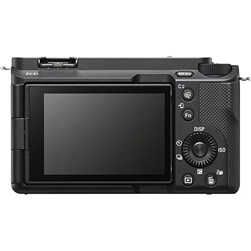 Sony Alpha ZV-E1 Full-Frame Vlog Mirrorless Lens Camera (Black) (ILCZVE1/B) + Case + 64GB Card + Card Reader + Flex Tripod + Memory Wallet + Cleaning Kit (Renewed)