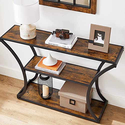 VASAGLE Console Table, Rustic Brown + Black & Side Table, End Table, Nightstand, Fabric Bags, for Living Room, Bedroom, Rustic Brown and Black ULET310B01V1