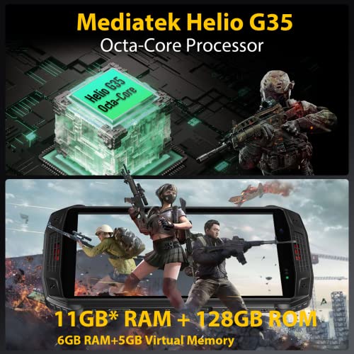 Ulefone Armor 15 Rugged Smartphone, Built in TWS Earbuds, 6600mAh Big Battey, IP68/IP69K Waterproof Phones Unlocked, 11GB+128GB, 12MP+13MP+16MP, 5.45-in HD+, Android 12, Dual Speakers, Face ID, Blue