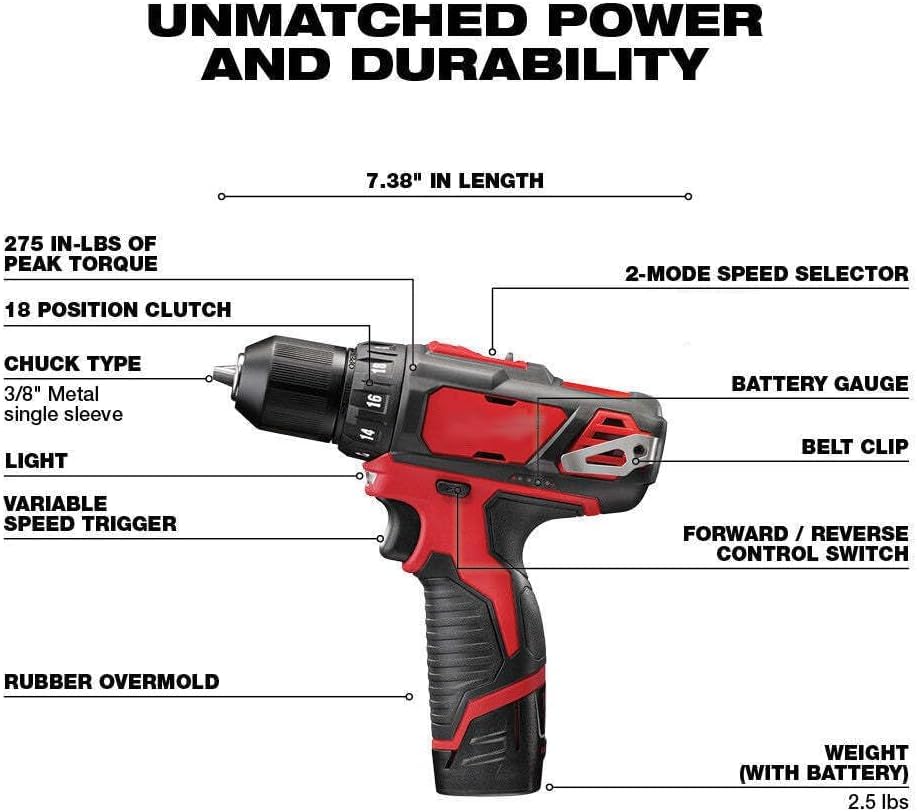 Power Tool Combo Kits,For Milwaukee Tools Combo Kit Milwaukee 2498-25 M12 12v Cordless Lithium-Ion Compact 5 Tool Combo Kit,Drill Driver,Impact Driver,Ratchet,Hackzall, Led Work Light
