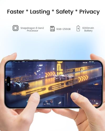 Echoamo A14 Pro Max Cell Phone, 5G Unlocked Smartphone 6GB+256GB Smartphone Android 13, 6000mAh Battery, 6.82" FHD+ Display 120Hz 64MP Camera, Dual SIM Octa-Core Phone GPS/Fingerprint/Face ID 5G Black