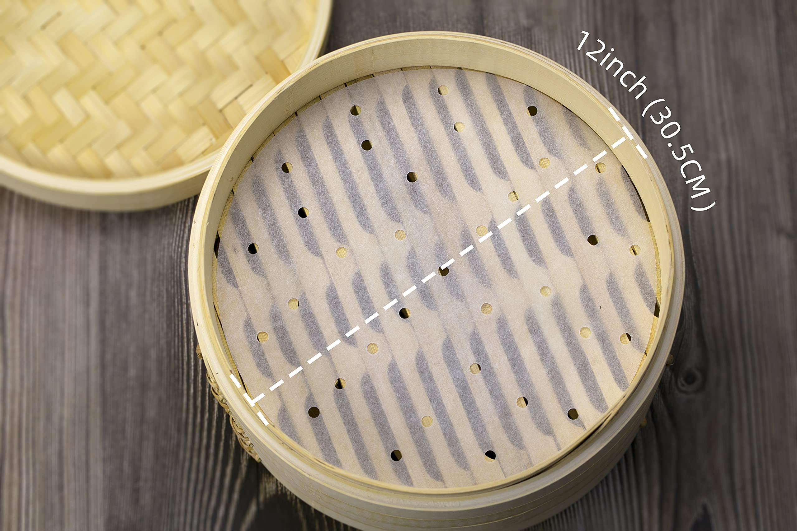 YUHO Bamboo Steamer Basket 12-inch, 2-Tier Steamer for Cooking, 10 Liners, Steaming Asian Food, Bao Buns, Chinese, Dim Sum, Dumpling, Rice, Vegetable Steam Pot