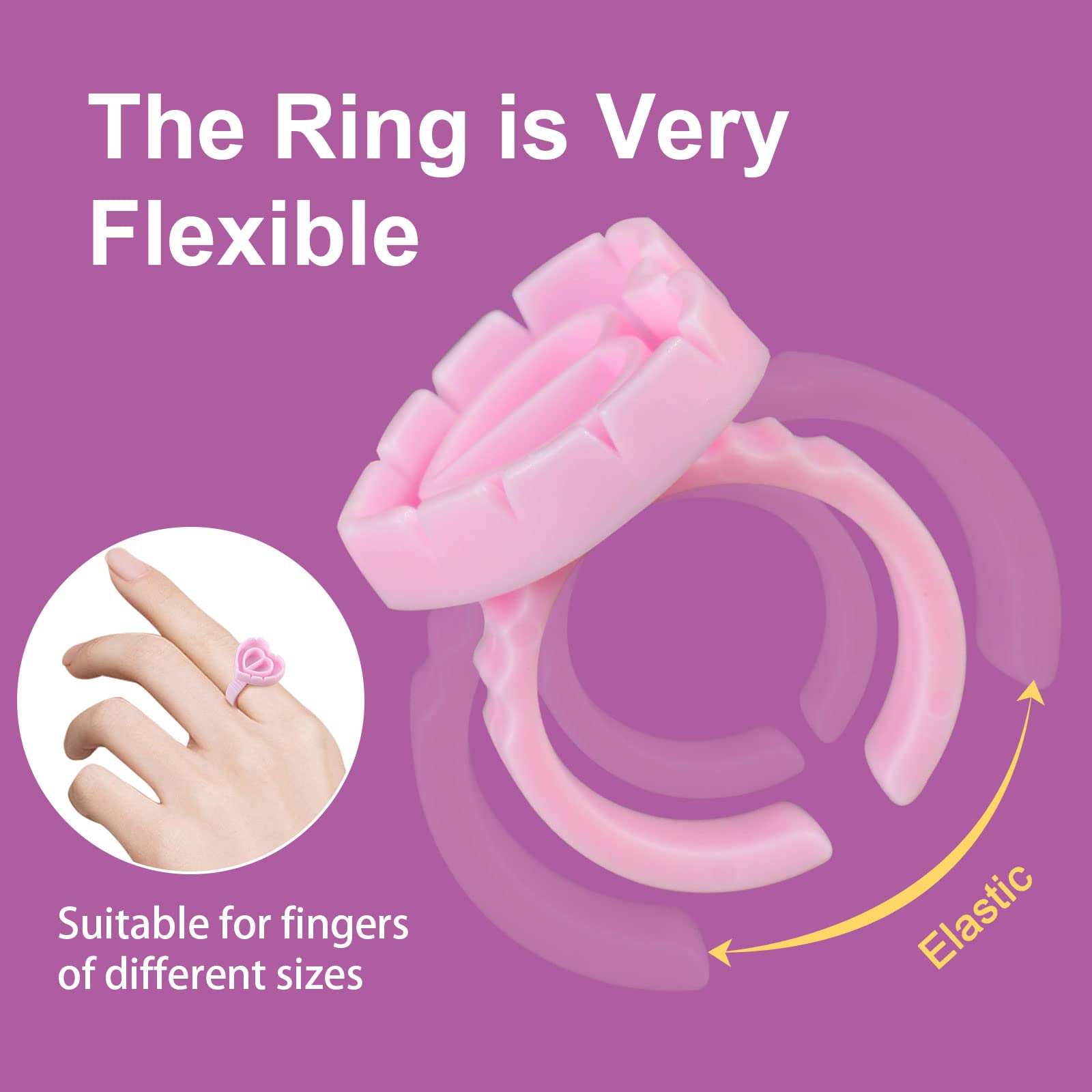 ZXMFDZ 100PCS Glue Rings Lash Rings for Glue Glue Rings for Eyelash Extensions Eyelash Glue Holder Lash Glue Rings Smart Glue Cups Pink