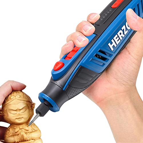 HERZO 4V Cordless Rotary Tool, Rotary Tool with 53-Piece Accessories Kit,USB-Charging and 5-Speed Multi-purpose Power Tool for DIY, Drilling, Engraving, Polishing, Carving, Sanding and Cutting