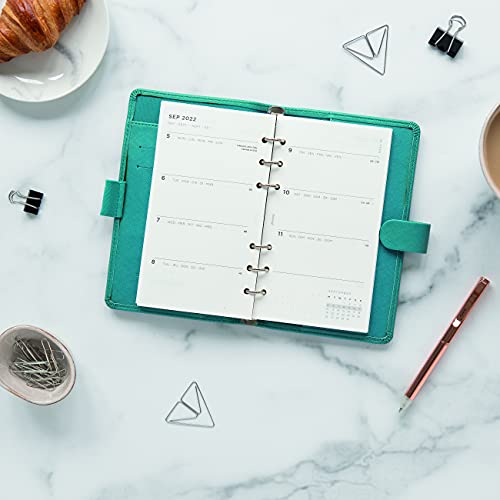 Filofax Refill, Personal/Compact Size, Week-to-View, Minimal Diary Pack, White Paper, Multilingual: Five Languages, 2022 (C68490-22)