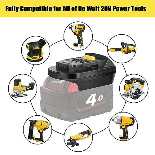 JYJZPB Battery Adapter MIL18DL Converter for Dewalt to Milwaukee Battery Adapter, Compatible for Milwaukee 18V M18 Lithium Tool Battery for Dewalt 20V Cordless Tools