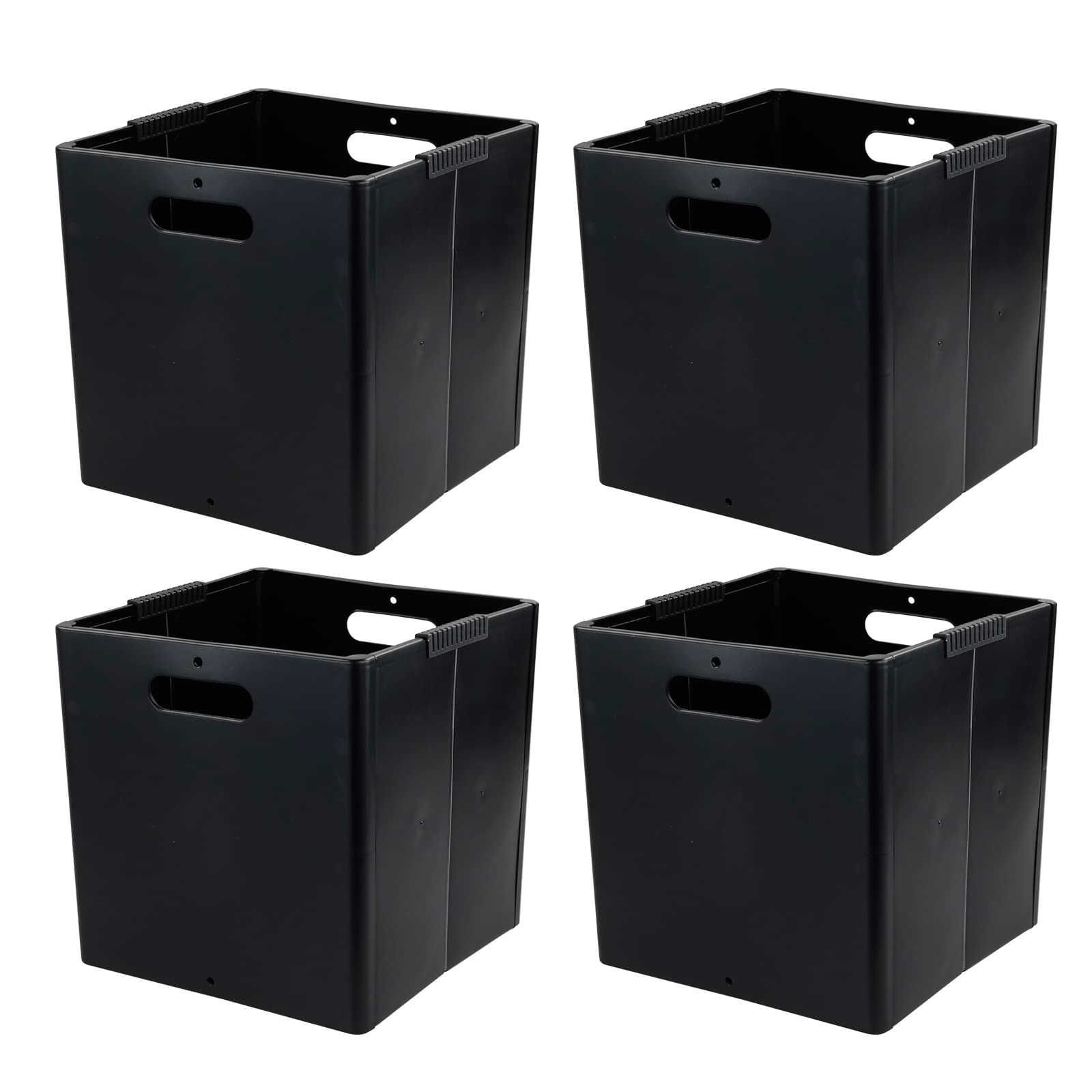 Morcte 4-Pack Collapsible Plastic Storage Cubes Organizer, Black Folding Cube Storage Bins