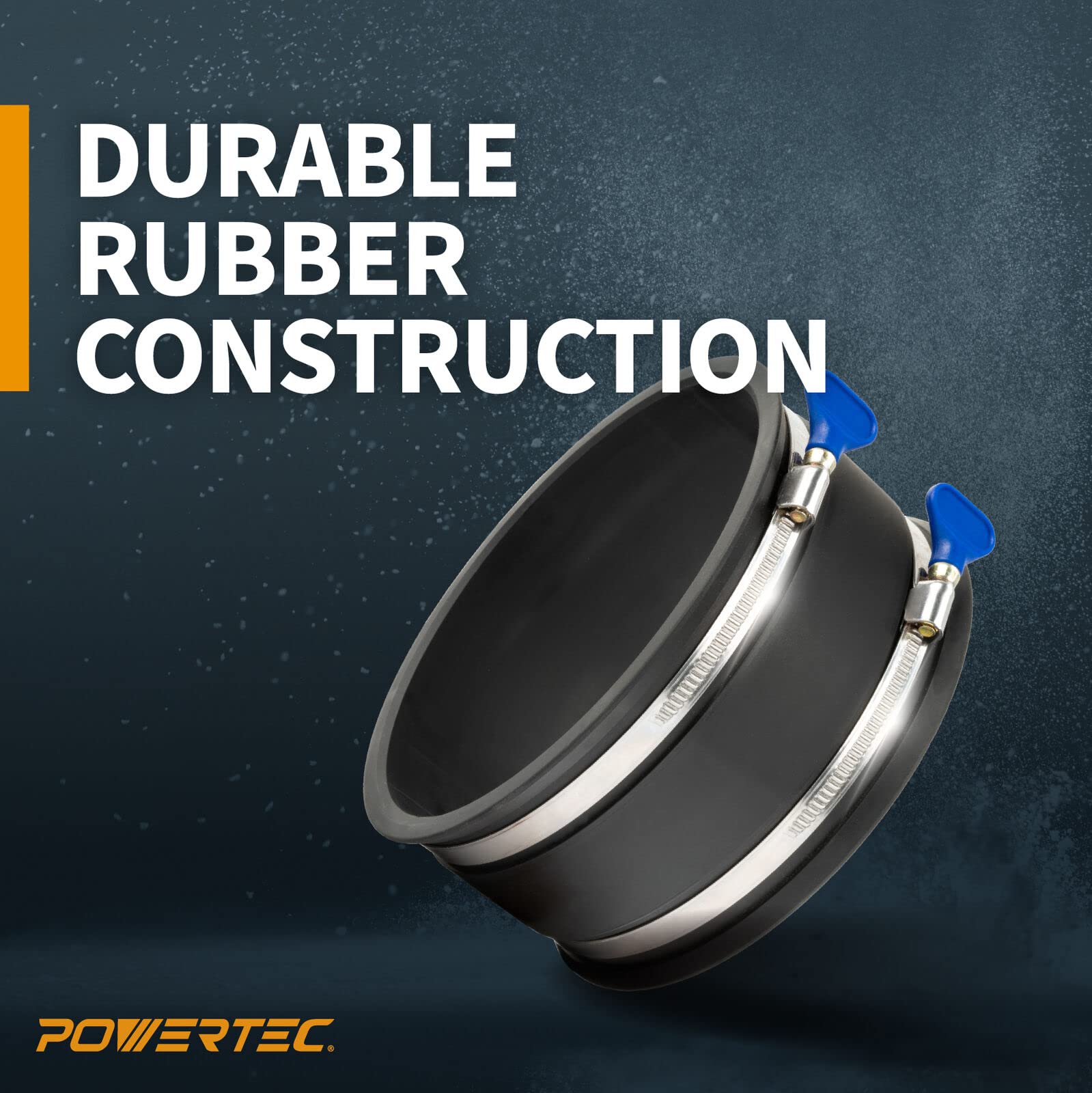 POWERTEC 70362 Dust Collection Reducer 6" OD to 4" OD with 6" Dust Control Flex Cuff