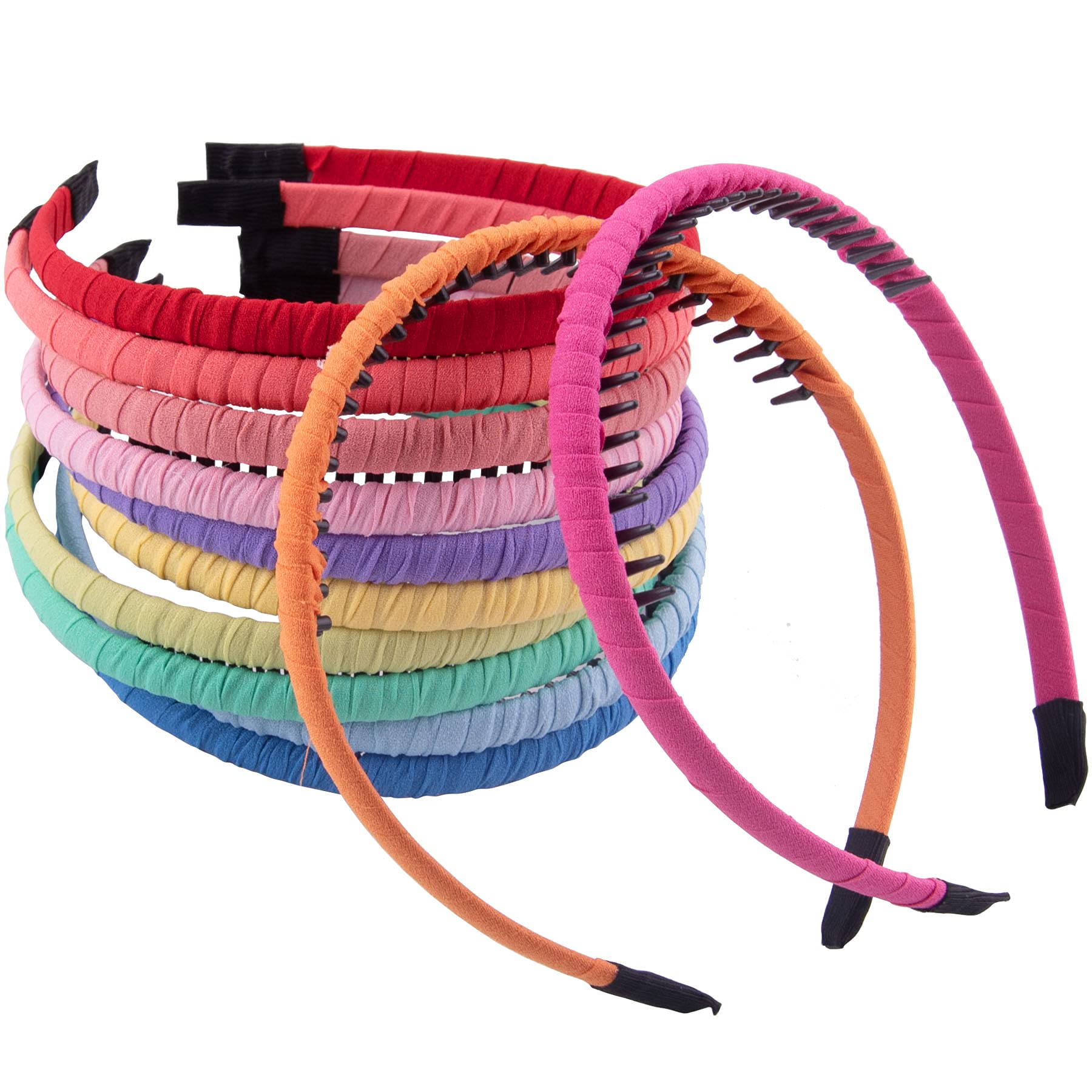 Duufin 12 Pieces Teeth Comb Headband Non-slip Hair Headband with Teeth Colorful Teeth Headbands for Women Girls, Candy Color