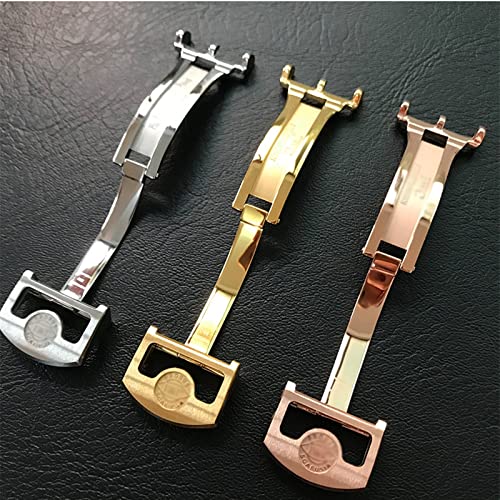 EEOMOiK for IWC Strap Buckle 316L Stainless Steel Folding Buckle 18mm (Color : Rose Gold)