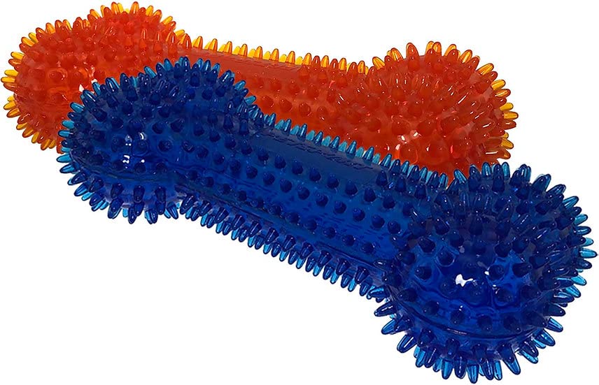 PetSport 7.5" Gorilla Spiky Squeaker Bone Dog Toy - Large | Vanilla Scented Super Durable TPR Rubber That Floats | Helps Maintain Dental Health for Your Pet, Colors Will Vary