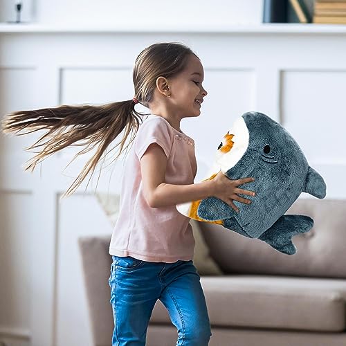 Voiulp 8'' Cute Shark Cat Plush Toy, Soft Shark Cat Stuffed Animal Plushies Doll Pillow Birthday for Kids Boys Girls Home Sofa Decor