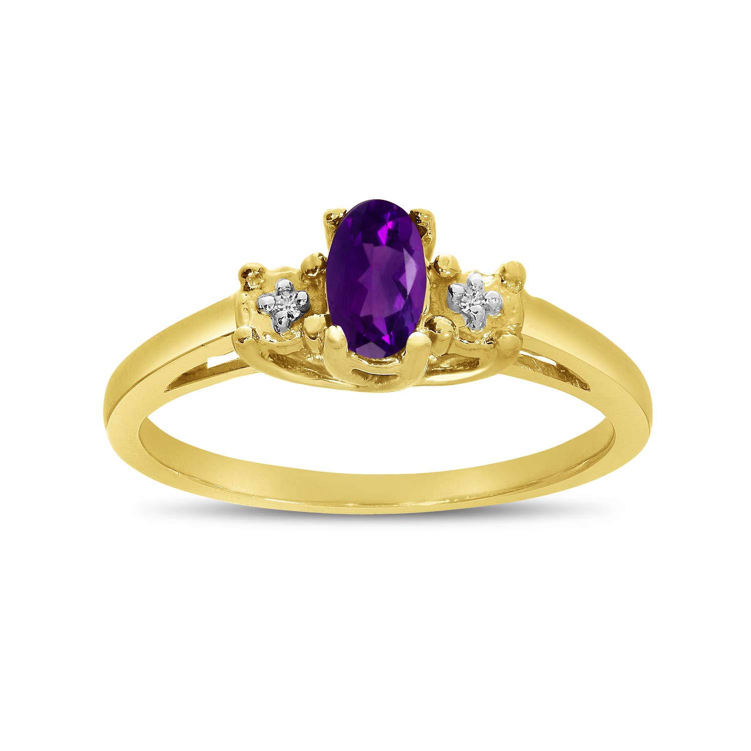 Direct-Jewelry 14k Yellow Gold Oval Amethyst And Diamond Ring (Size 7.5)