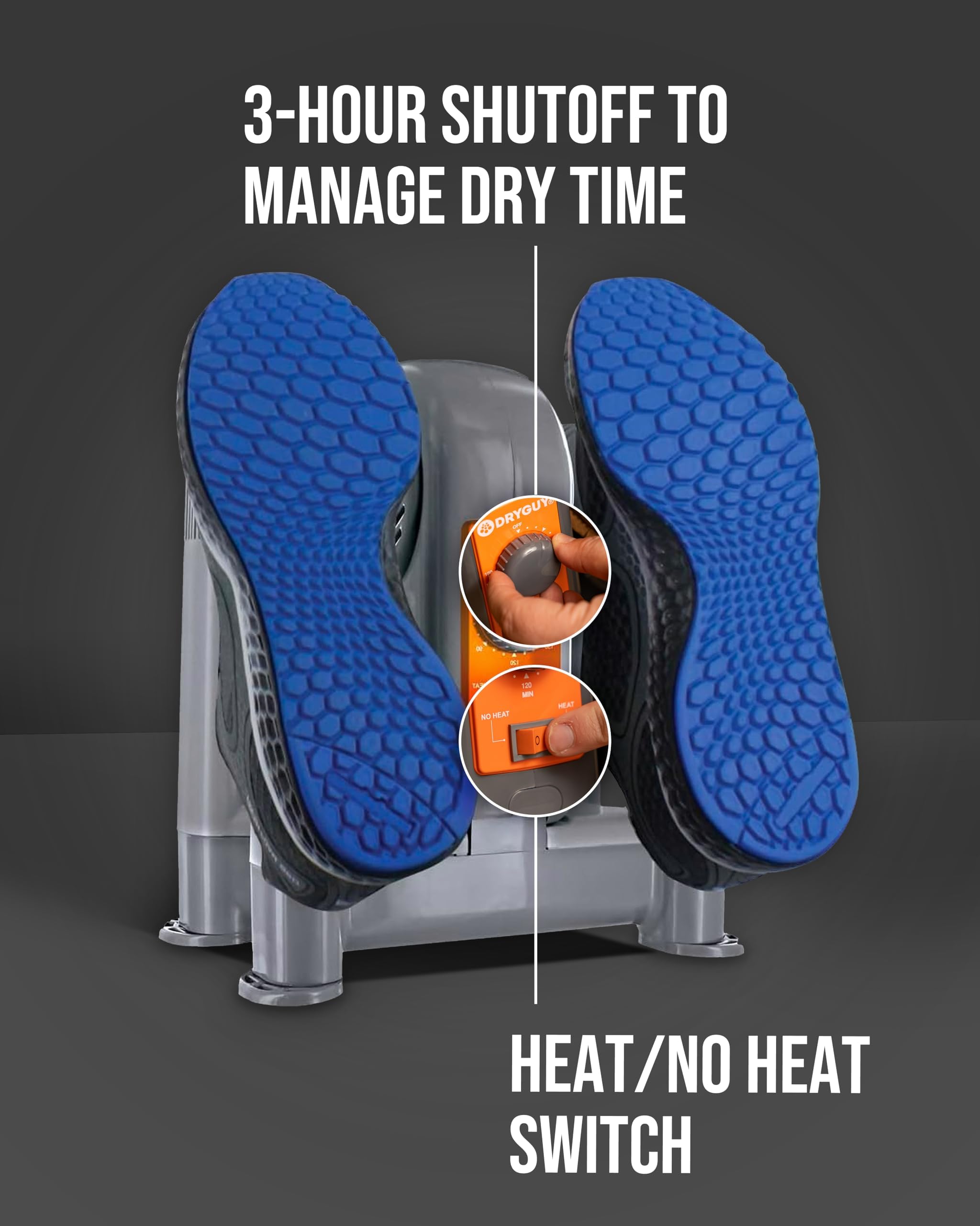 DryGuy Force Dry DX - Boot, Shoe, Garment & Gear Dryer - Convection Heating with Quiet Forced-Air Central Blower - 4 Drying Ports w/2 Extensions - Dries in 1-3 Hours - Heat/No Heat Switch & 3-Hr Timer