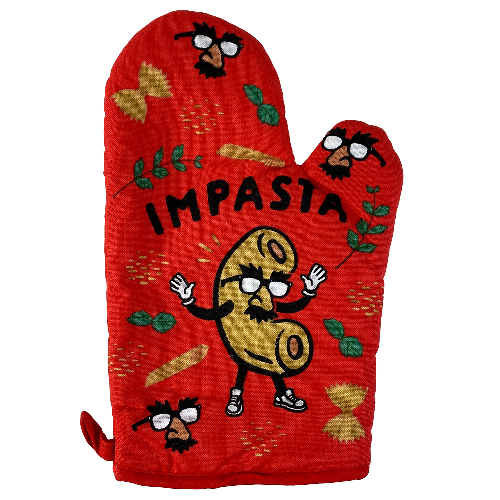 Impasta Oven Mitt Funny Noodle Disguise Imposter Hilarious Graphic Novelty Kitchen Glove Funny Graphic Kitchenwear Funny Food Novelty Cookware Red Oven Mitt