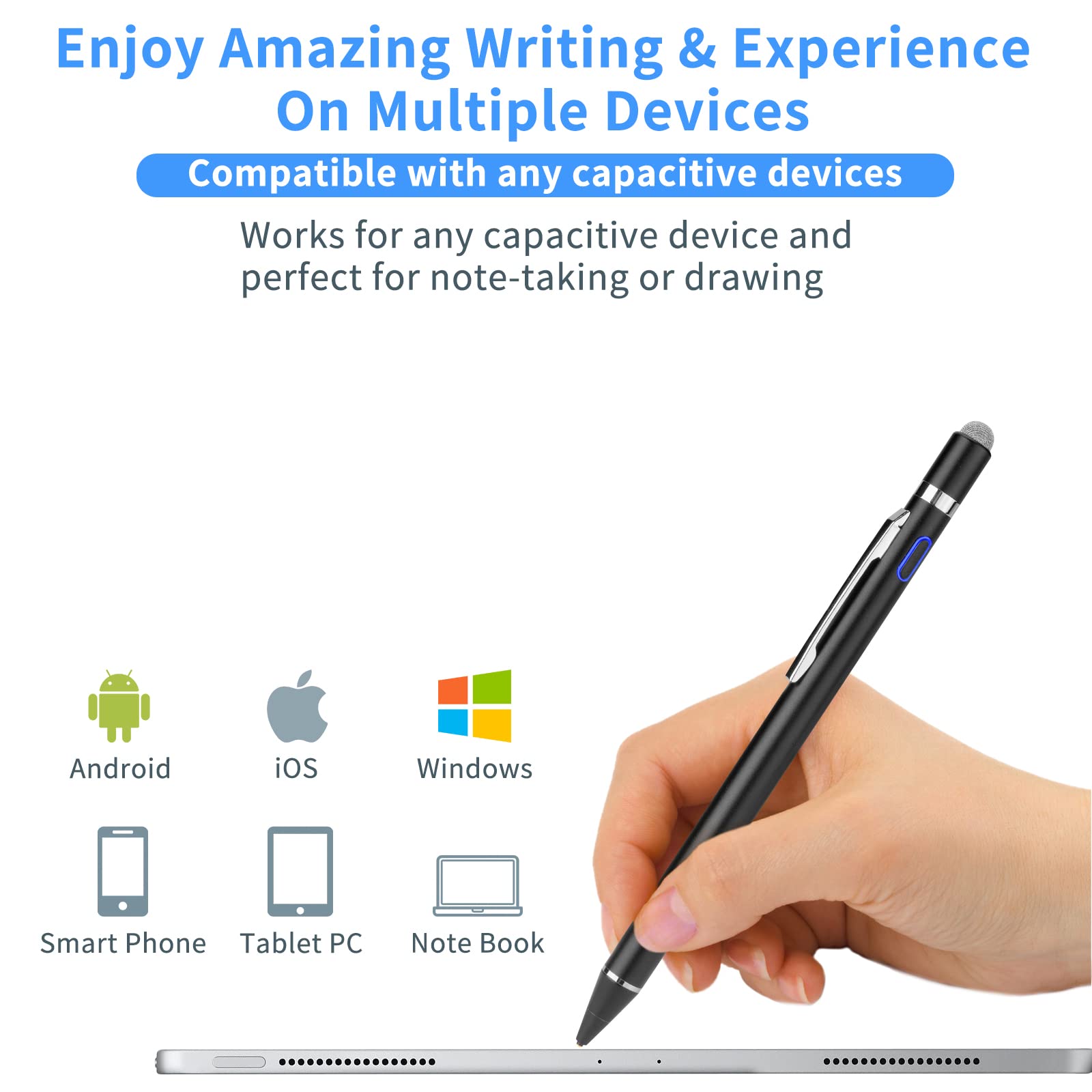 Stylus for 2021 iPhone 13 Pro Max Pencil, EVACH Digital Pencil with 1.5mm Ultra Fine Tip Stylus Pen for 2021 iPhone 13 Pro Max, Black