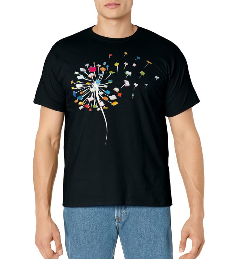 Funny Dandelion Books Gift For Reading Lover Women Girls T-Shirt