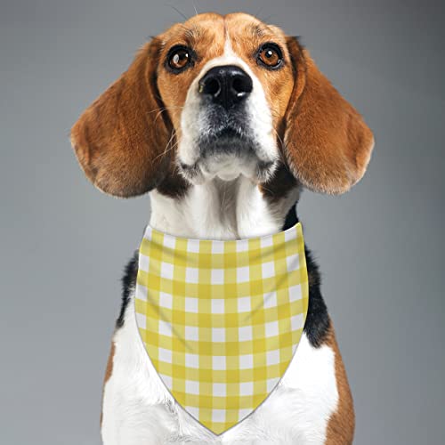 Yellow and White Buffalo Check Plaid Dog Bandana Summer Lemon Yellow Pet Puppy Collar Scarf Costume