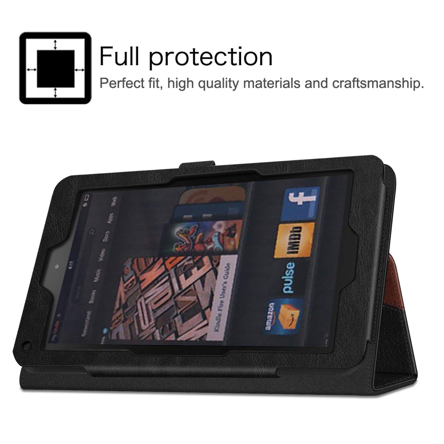 Fintie Folio Case for Kindle Fire 1st Generation - Slim Fit Stand Leather Cover for Amazon Kindle Fire 7" Tablet (Will only fit Original Kindle Fire 1st Gen - 2011 Release, no Rear Camera),Dual Color