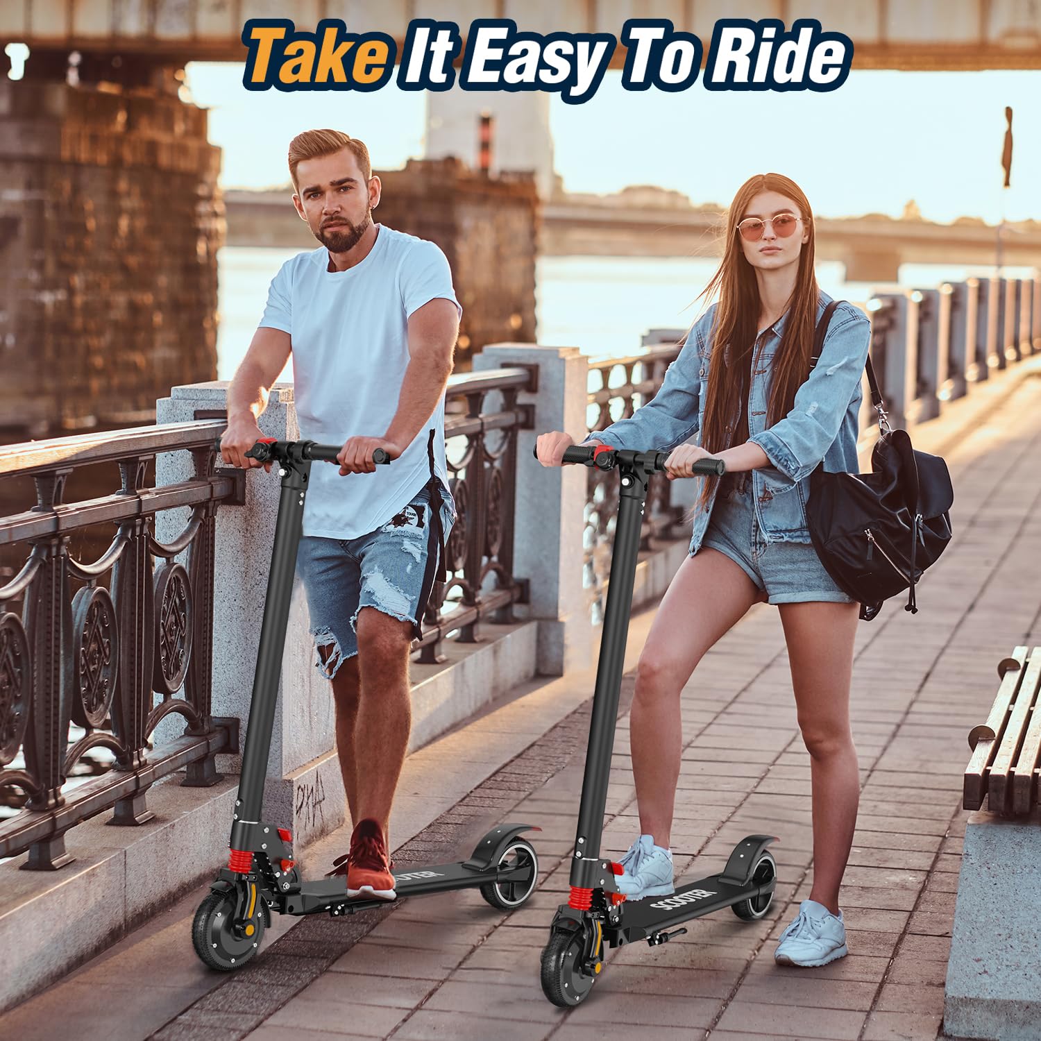 Electric Kick Scooter, Max 15MPH Power by 250W Motor,12/15Miles Range, Commuting E-Scooter, 6.5" Solid Tire,Foldable Scooter for Adults & Teens,Smart APP
