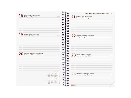 Finocam – Design Collection Now Spiral International Planner 2024 Horizontal Week View January 2024 – December 2024 (12 Months)