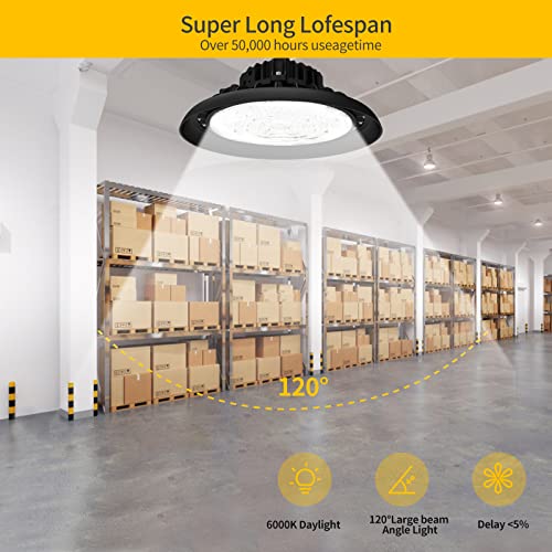 UFOUCUSLLUM UFO LED High Bay Light 100W, 11000lm 6000K Daylight IP65 Waterproof, High Bay LED Lights LED Warehouse Lights for Shop Garage Light Factory Barn LED Light Fixture 400W HID/HPS No Plug