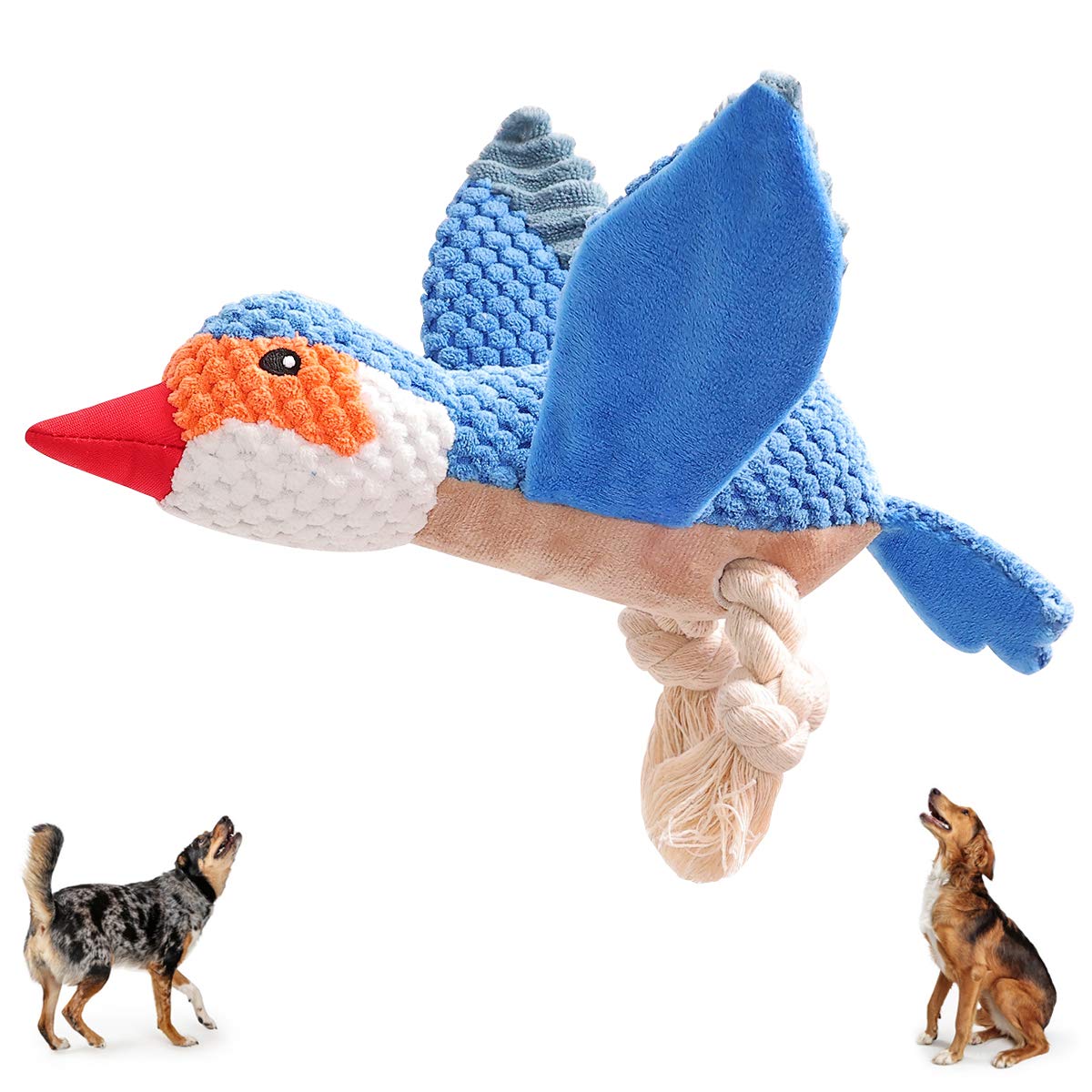 Squeaky Dog Toys Dog Chew Toy for Aggressive Chewers Dog Stuffed Animals Rope Chew Toy Dog Teethbrush Dental Chew Toy for Small Medium Large Doggy or Puppy Red-Billed Bird