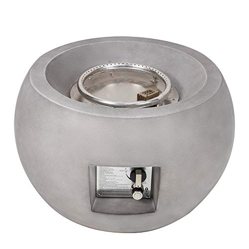 Limor Propane Fire Pit Outdoor, Propane Gas Fire Bowl with Lava Rocks Cover, Auto-Ignition Outdoor Fireplace for Courtyard Balcony Garden Terrace, 40000 BTU, Light Grey ((with Handles))