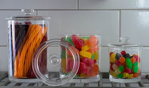 Premium Quality Clear Acrylic Plastic Apothecary Jars with Lids for Bathroom & Kitchen Organization – Containers are Elegant Durable Organizers Great for Q-Tip Cotton Swabs, Food & Candy Storage – BPA -Free – Set of 3 Sizes - 15, 35 & 45 oz