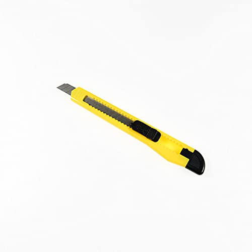 KINBRIEF 9mm Utility Knife Retractable Razor Box cutter for Cartons,Carboards compact Pack 5 with 10 Snap off Blades for Office and Home,yellow