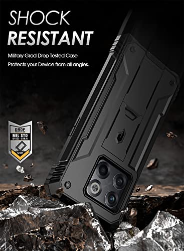 Poetic Revolution Series Designed for Oneplus 10T Case, Full-Body Rugged Dual-Layer Shockproof Protective Cover with Kickstand and Built-in-Screen Protector, Black
