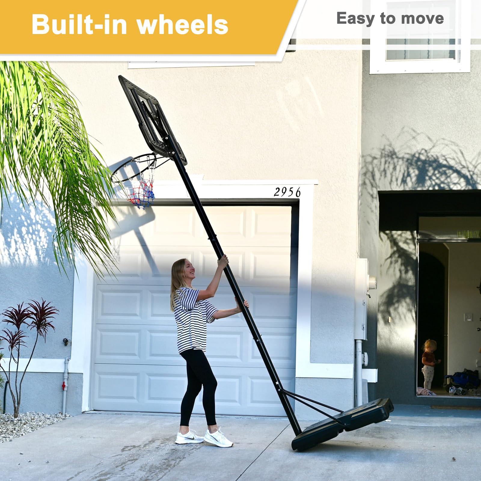 Dripex Basketball Hoop Outdoor 10FT Adjustable Height Goal, Portable Basketball System with 44β Shatterproof Backboard for Adults Teenagers Kids