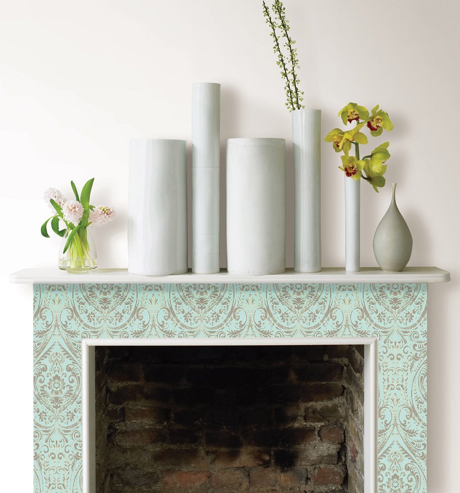 NuWallpaper NU2079 Nomad Damask Peel & Stick Wallpaper, Blue
