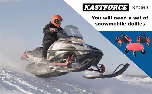 KASTFORCE Snowmobile Dolly Heavy Duty V-Slide with 2.5” PVC Swivel Casters and Rubber Pad Protecting Skis 1500 Lbs Capacity KF2013