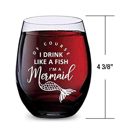 GSM Brands Stemless Wine Glass for Mermaid Gifts - Made of Unbreakable Tritan Plastic - 16 ounces