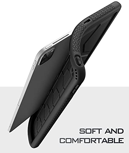 Poetic TurtleSkin Case Designed for for iPad Pro 12.9 6th Generation 2022 / 5th Gen 2021 / 4th Gen 2020 / 3rd Gen 2018, Rugged Shockproof Drop Protection Kids Friendly Silicone Cover Case, Black
