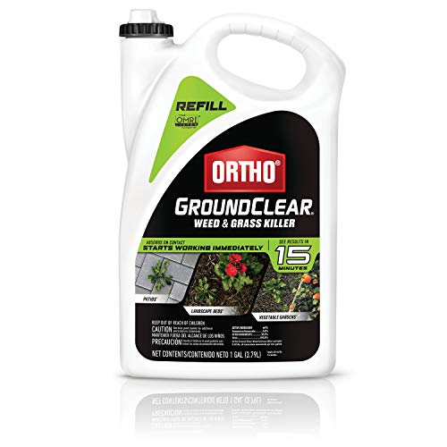 Ortho GroundClear Weed & Grass Killer Refill - Grass Killer & Weed Control, Kills Broadleaf Weeds, Use in Landscape Beds, Around Vegetable Gardens, on Patios & More, See Results in 15 Minutes, 1 gal.