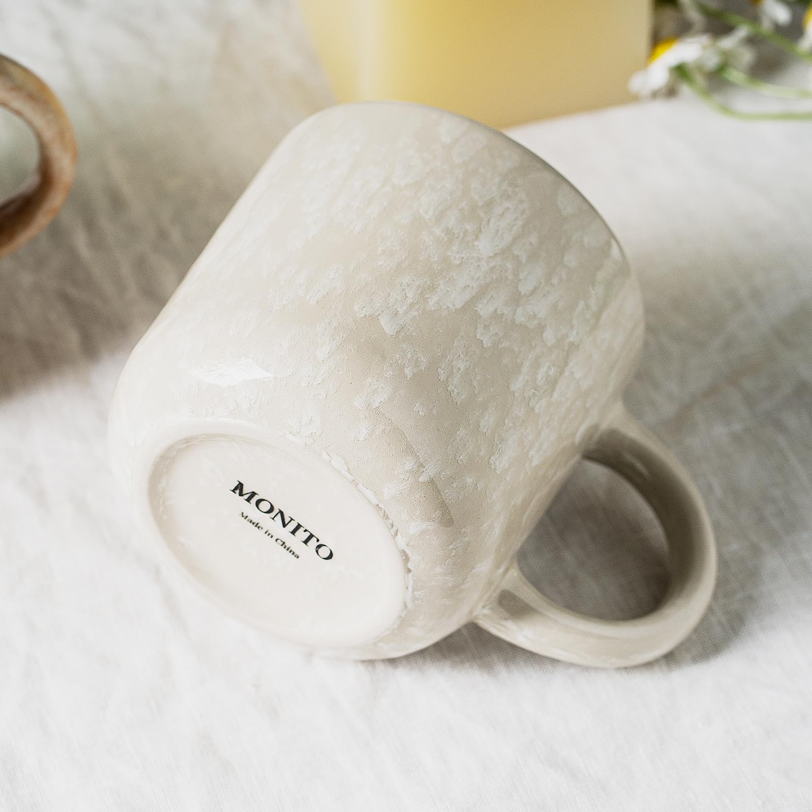 MONITO 12 OZ Coffee Mugs Set of 4, Large Ceramic Coffee Mugs,Modern Coffee Mugs Set with handle for Tea/Latte/Cappuccino/Milk/Cocoa, Funny Tea Cups for Office and Home, Engagement Gifts (12 oz)